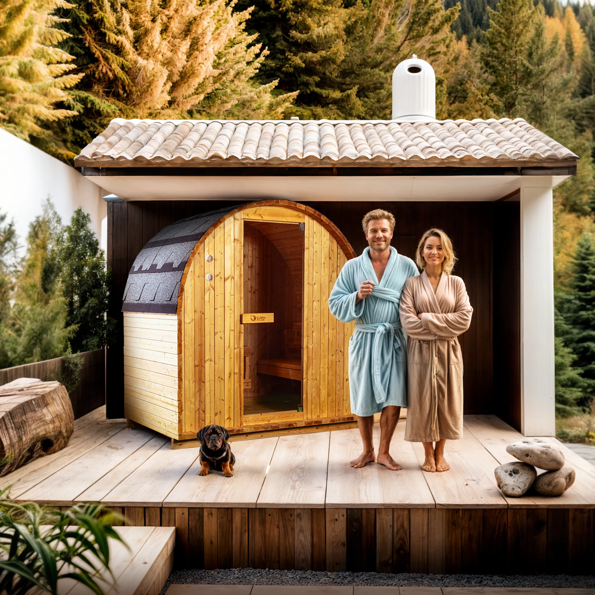 DHARANI MINI Sauna Exterior Vapor para 1-2 Personas | Abeto I 3600w ...